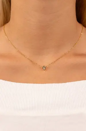 Sterling Forever Pear Cut Cubic Zirconia Pendant Necklace - Gold