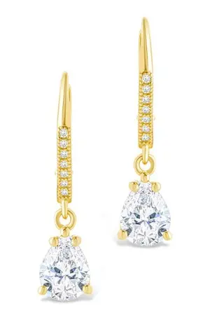 Sterling Forever Angelica Pear Cut Cubic Zirconia Drop Earrings - Gold