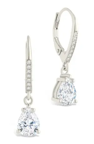 Sterling Forever Angelica Pear Cut Cubic Zirconia Drop Earrings - Silver