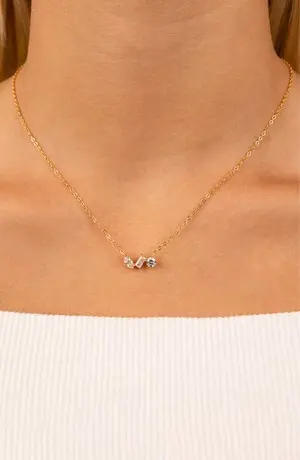 Sterling Forever Trio Cut Cubic Zirconia Pendant Necklace - Gold
