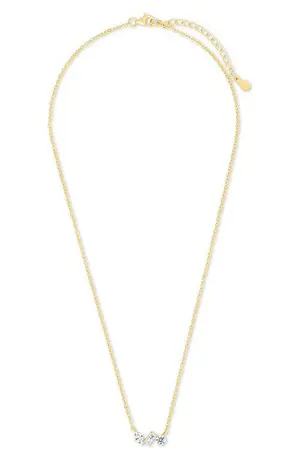 Sterling Forever Trio Cut Cubic Zirconia Pendant Necklace - Gold