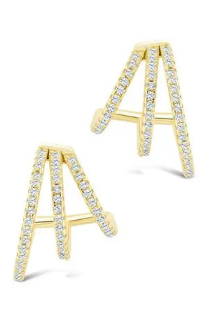 Sterling Forever Cubic Zirconia Triple Hoop Earrings - Gold