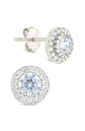 Sterling Forever Round Cut Cubic Zirconia Stud Earrings - Silver