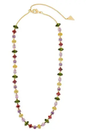 Sterling Forever Colorburst Cubic Zirconia Tennis Necklace