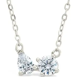 Sterling Forever Carolyn Cubic Zirconia Chain Necklace - Silver