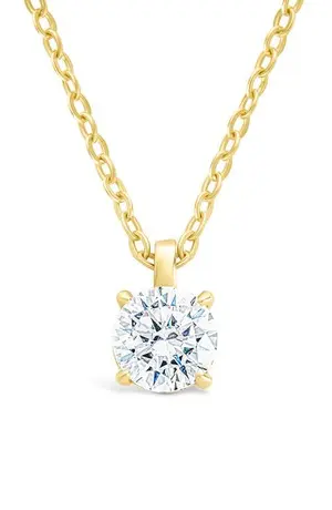 Sterling Forever Round Cubic Zirconia Pendant Necklace - Gold