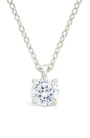 Sterling Forever Round Cubic Zirconia Pendant Necklace - Silver