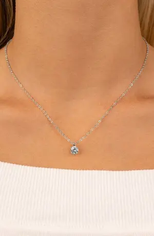 Sterling Forever Round Cubic Zirconia Pendant Necklace - Silver