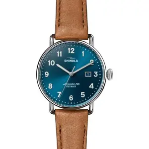 Shinola Canfield Leather Strap Watch - Astro Blue