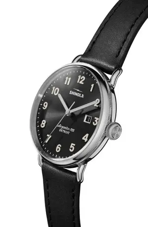 Shinola Canfield Leather Strap Watch - Black
