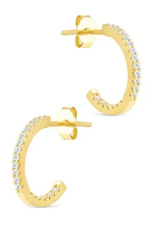 Sterling Forever Cubic Zirconia Hoop Earrings - Gold
