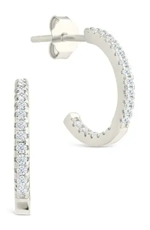 Sterling Forever Cubic Zirconia Hoop Earrings - Silver