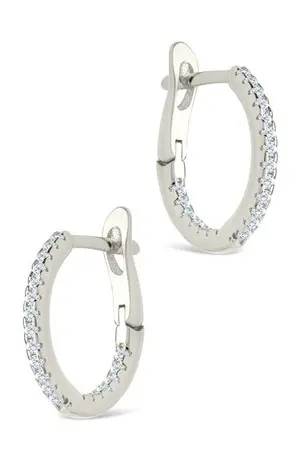 Sterling Forever Lilia Cubic Zirconia Infinity Huggie Hoop Earrings - Silver