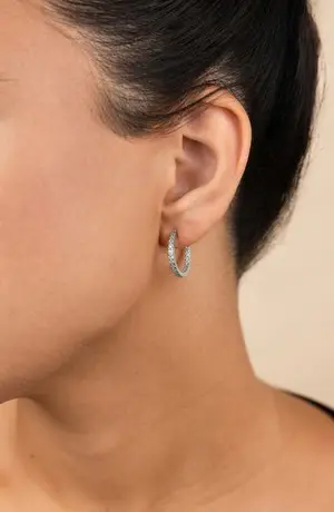 Sterling Forever Lilia Cubic Zirconia Infinity Hoop Earrings - Silver