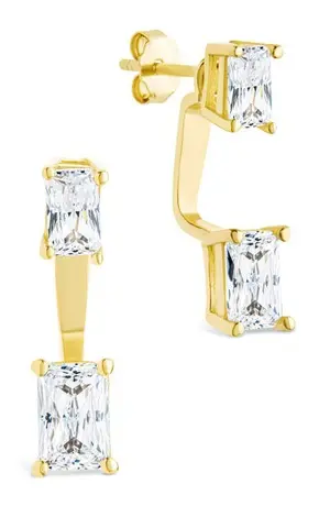 Sterling Forever Cubic Zirconia Front/back Drop Earrings - Gold