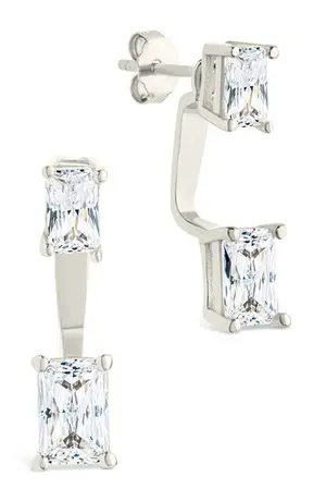 Sterling Forever Cubic Zirconia Front/back Drop Earrings - Silver