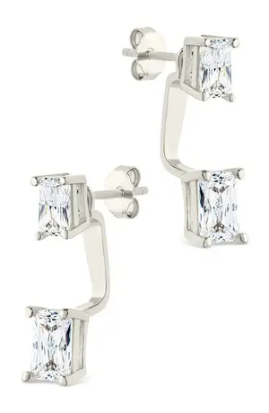 Sterling Forever Cubic Zirconia Front/back Drop Earrings - Silver
