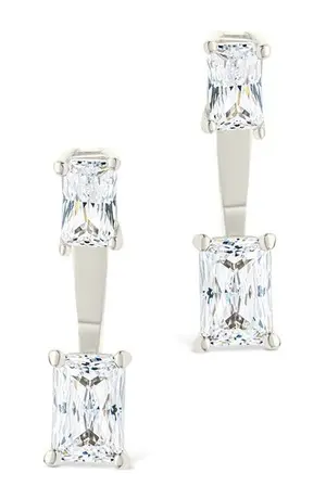 Sterling Forever Cubic Zirconia Front/back Drop Earrings - Silver