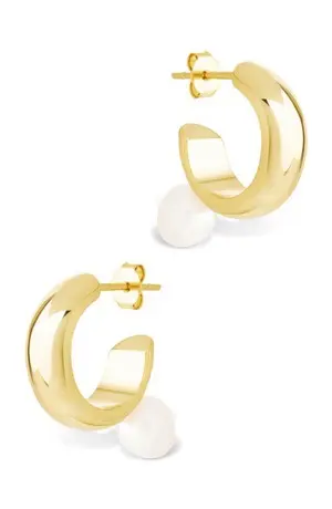 Sterling Forever Micki Cultured Pearl Drop Hoop Earrings - Gold