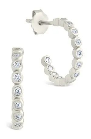 Sterling Forever Bezel Hoop Earrings - Silver