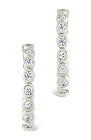 Sterling Forever Bezel Hoop Earrings - Silver