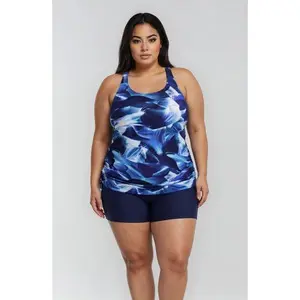 CALYPSA Tankini And Swim Shorts Set - Navy Wave