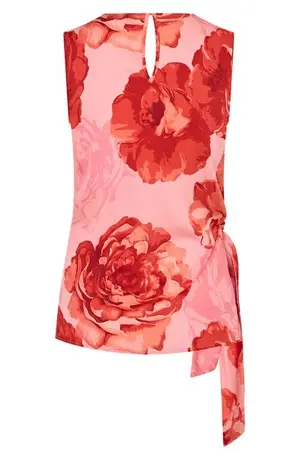 MILLY Floral Print Drape Sleeveless Top