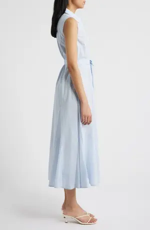 CECE DUPRAZ Pinstripe Button-up Midi Shirtdress