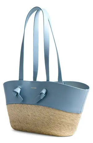 Altuzarra Knot Leather & Straw Basket Tote - Danube