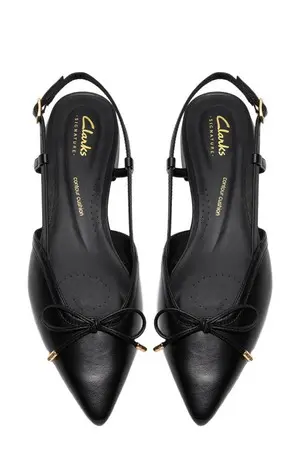 Clarks Sensa Bow Slingback Flat - Black Leather