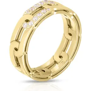 Roberto Coin Oro Classic Link Diamond Pavé Ring - Yellow Gold
