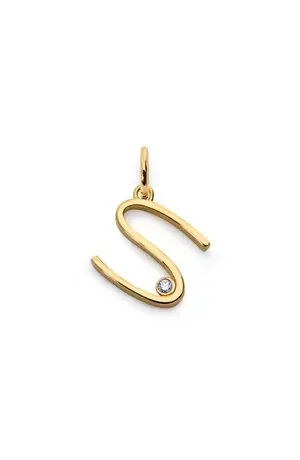 Monica Vinader Lab Grown Diamond Initial Pendant 18k Gold Vermeil/diamond