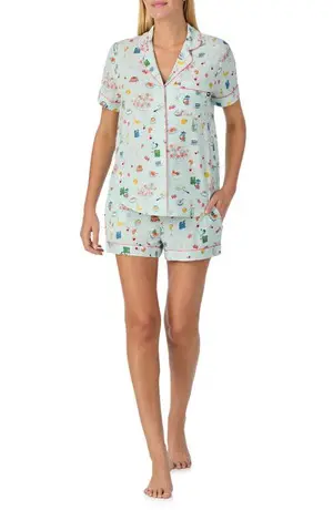 Kate Spade New York Print Short Pajamas - Light Green/print