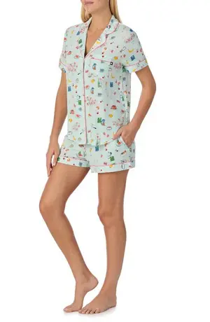 Kate Spade New York Print Short Pajamas - Light Green/print