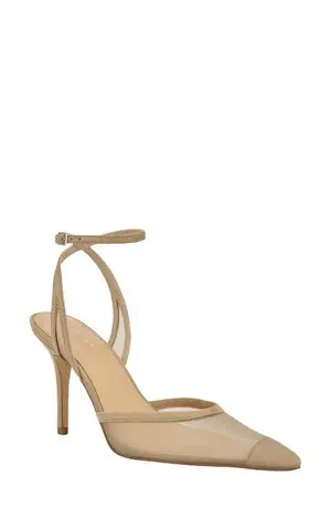 Calvin Klein Ozala Ankle Strap Pumps - Light Natural Mesh