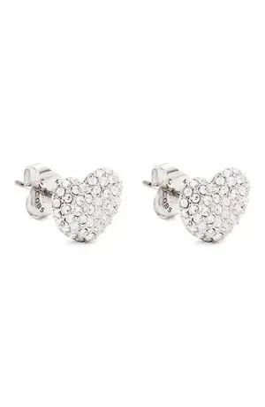 Marc Jacobs Heart Pavé Stud Earrings - Silver/crystal