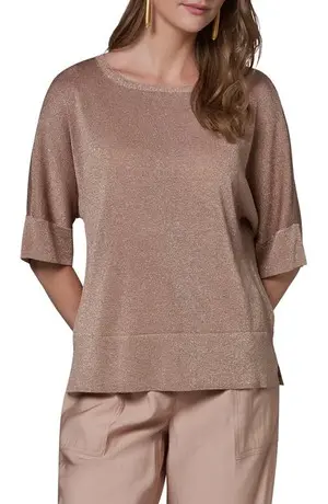 Donna Karan New York Metallic Elbow-length Sleeve Sweater