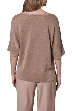 Donna Karan New York Metallic Elbow-length Sleeve Sweater