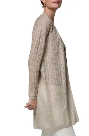 Donna Karan New York Grid Pattern Metallic Cardigan