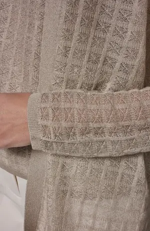 Donna Karan New York Grid Pattern Metallic Cardigan
