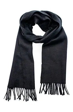 Portolano Cashmere And Wool Scarf With Fringes - Black