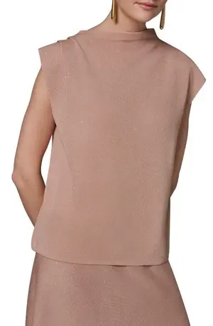 Donna Karan New York Shimmer Asymmetric Mock Neck Sweater - Umbria
