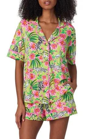ROOM SERVICE Printed Short Pajamas Green Pt