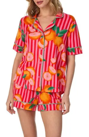 ROOM SERVICE Printed Short Pajamas - Pink Stp