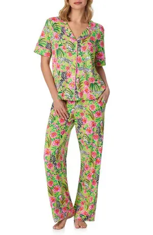 ROOM SERVICE Printed Pajamas - Green/print