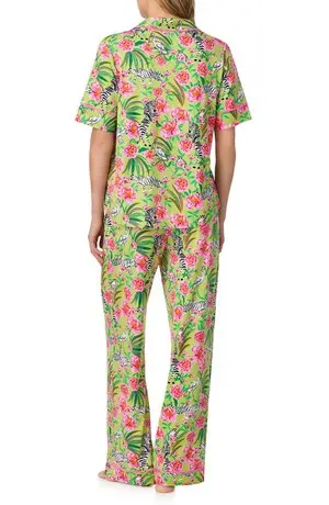 ROOM SERVICE Printed Pajamas - Green/print