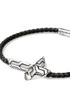 John Hardy Icon Cross Woven Leather Bracelet