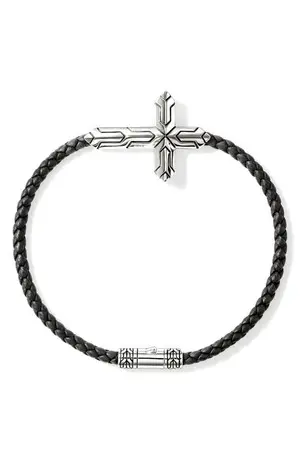 John Hardy Icon Cross Woven Leather Bracelet
