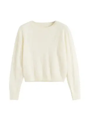 Chinti & Parker Brushed Cashmere Crewneck Sweater - Cream