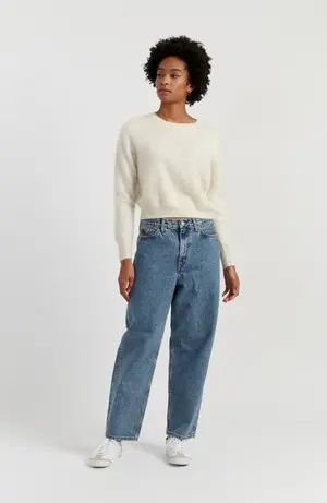 Chinti & Parker Brushed Cashmere Crewneck Sweater - Cream